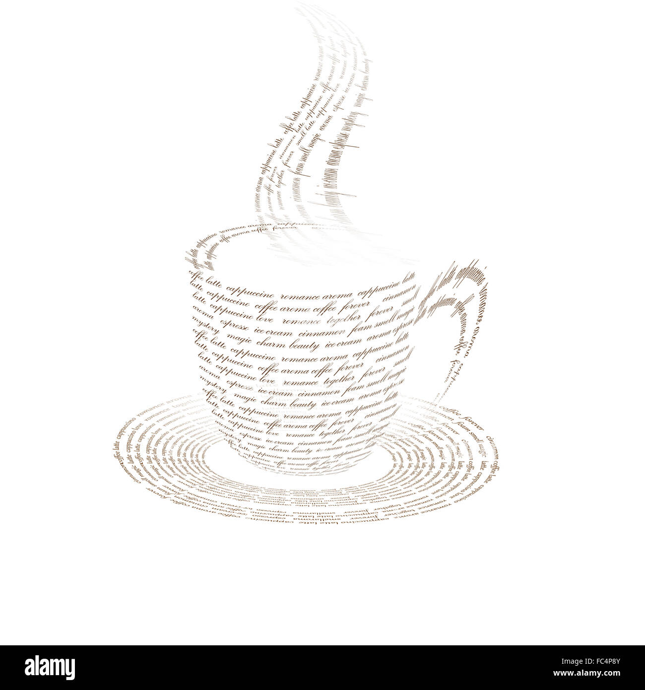 a picture of a cup of coffee made up of words Stock Photo - Alamy