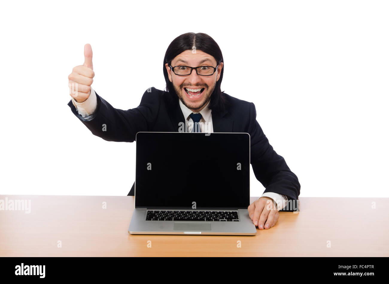 Businessman in business concept isolated on white Stock Photo - Alamy