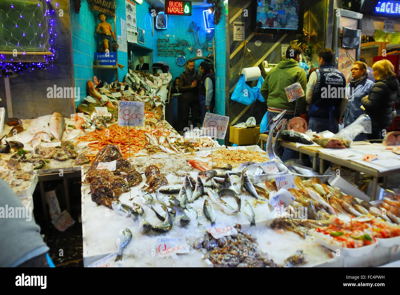 Naples, historic center, Pignasecca. fishmonger stall Stock Photo - Alamy