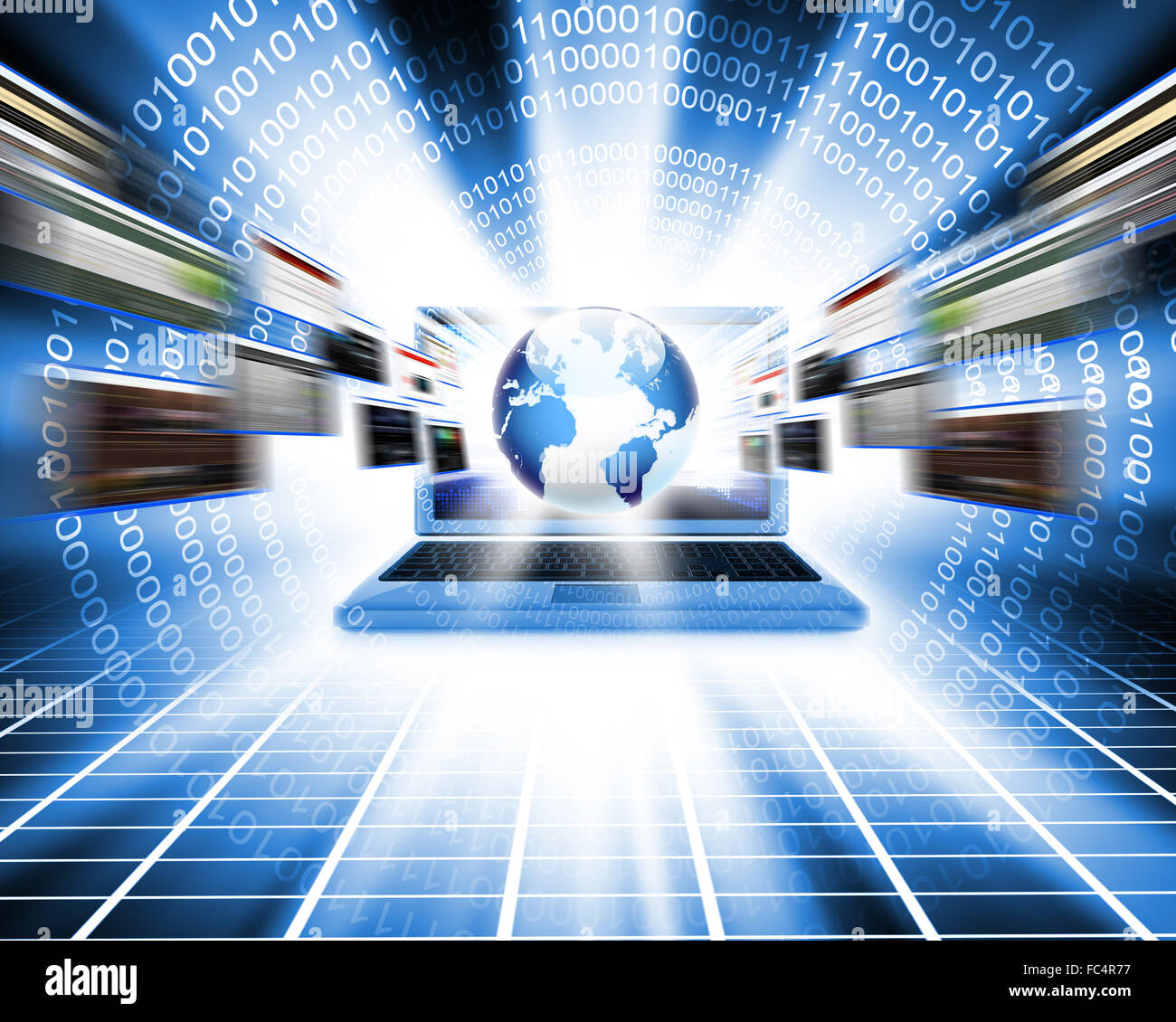 laptop and screens as a symbol of global computer network Stock Photo ...