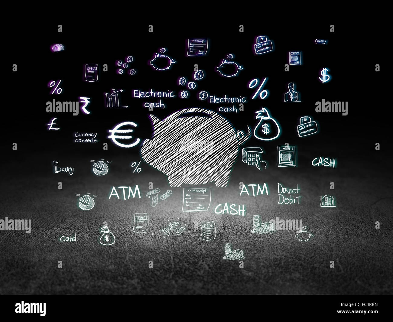 Money concept: Money Box in grunge dark room Stock Photo - Alamy