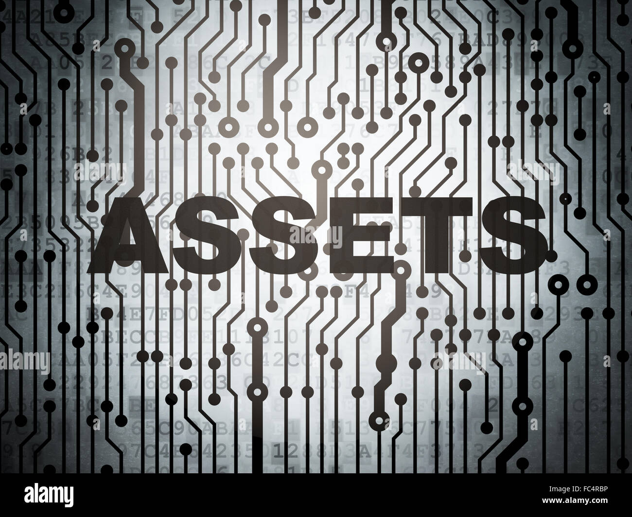 Money concept: circuit board with Assets Stock Photo - Alamy