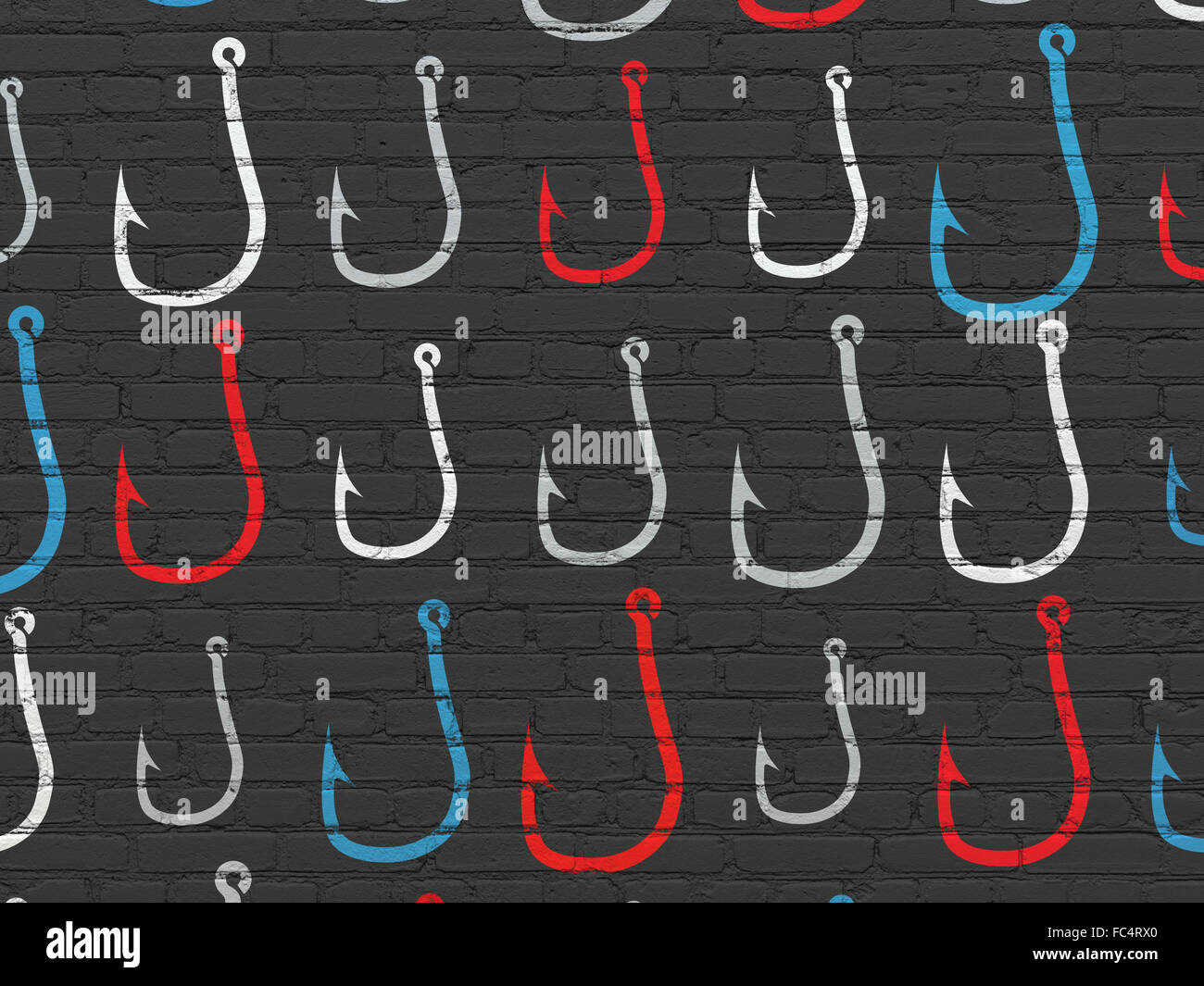 Privacy concept: Fishing Hook icons on wall background Stock Photo - Alamy