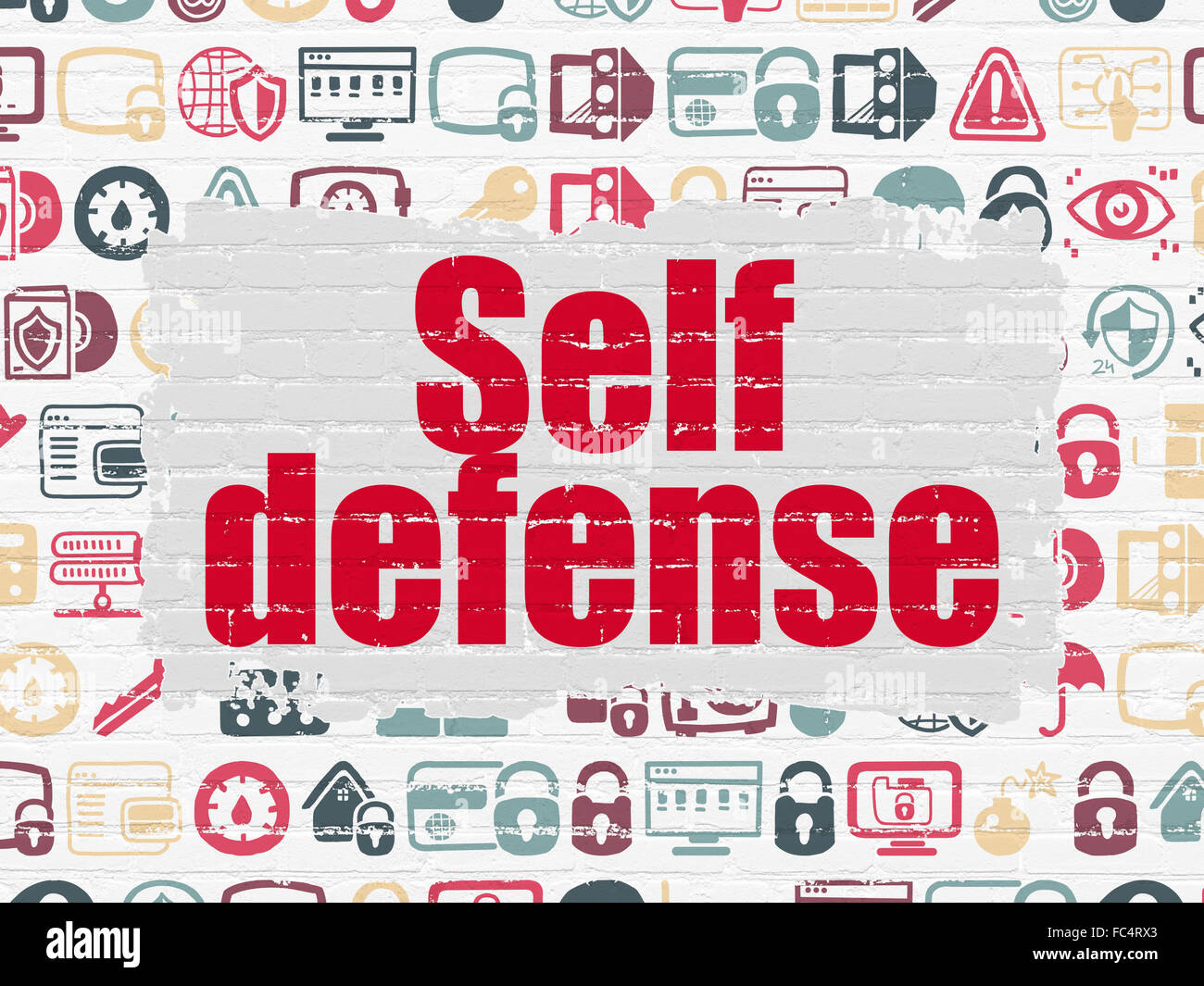 Safety concept: Self Defense on wall background Stock Photo - Alamy