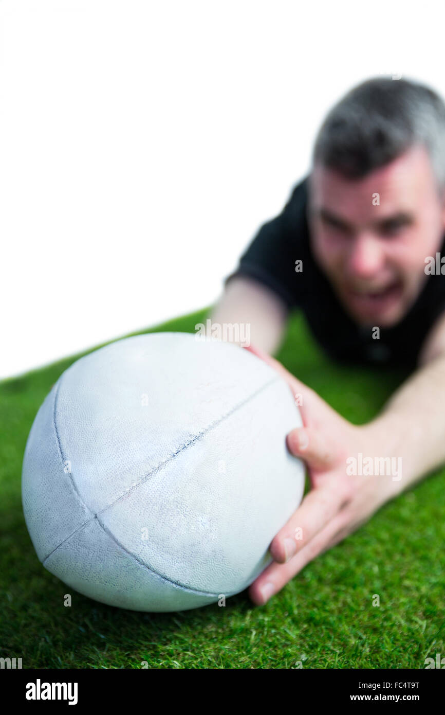 A rugby player scoring a try Stock Photo - Alamy