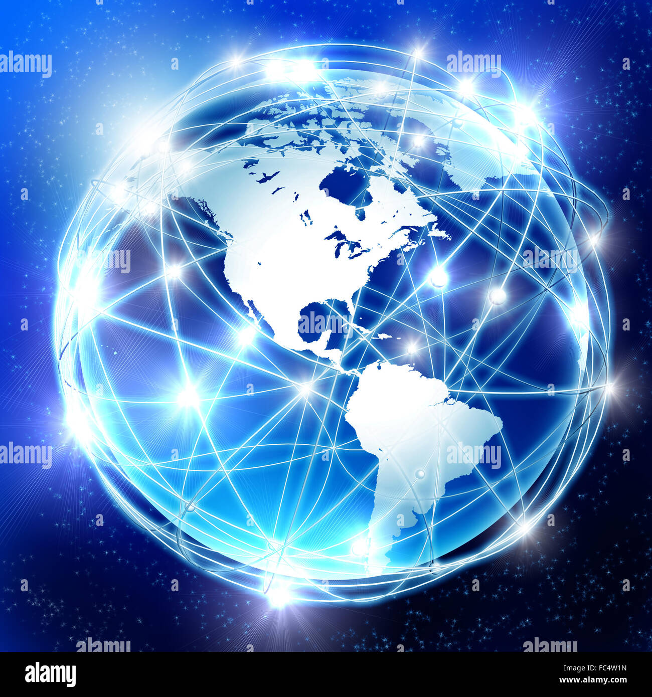 Earth and the communication on its surface. A symbol of high-speed and ...