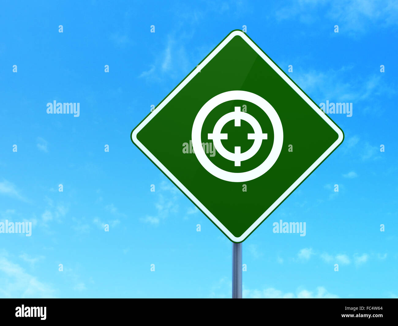 Finance concept: Target on road sign background Stock Photo - Alamy