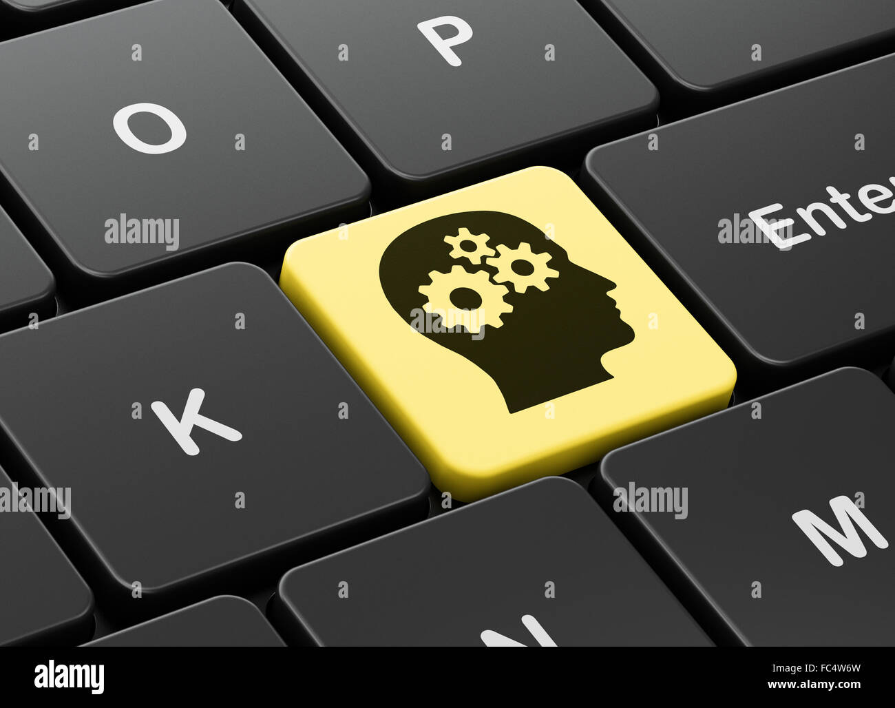 Head with gears keyboard hi-res stock photography and images - Alamy
