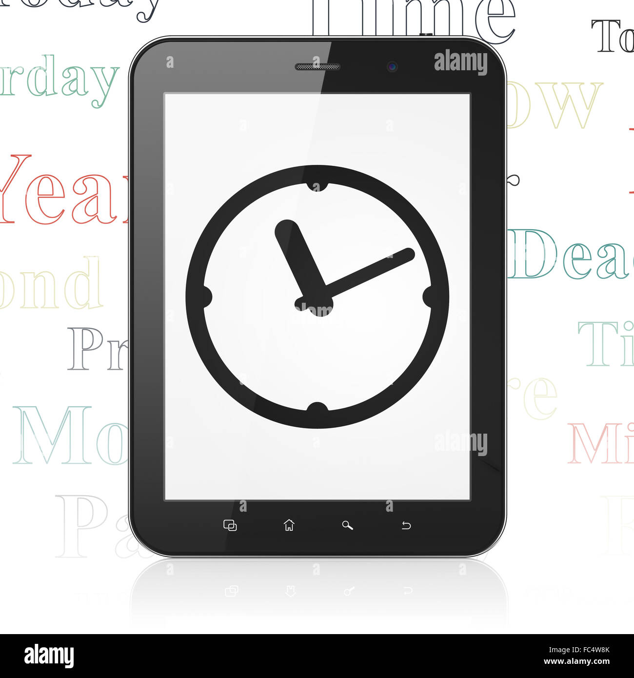 Timeline concept: Tablet Computer with Clock on display Stock Photo - Alamy