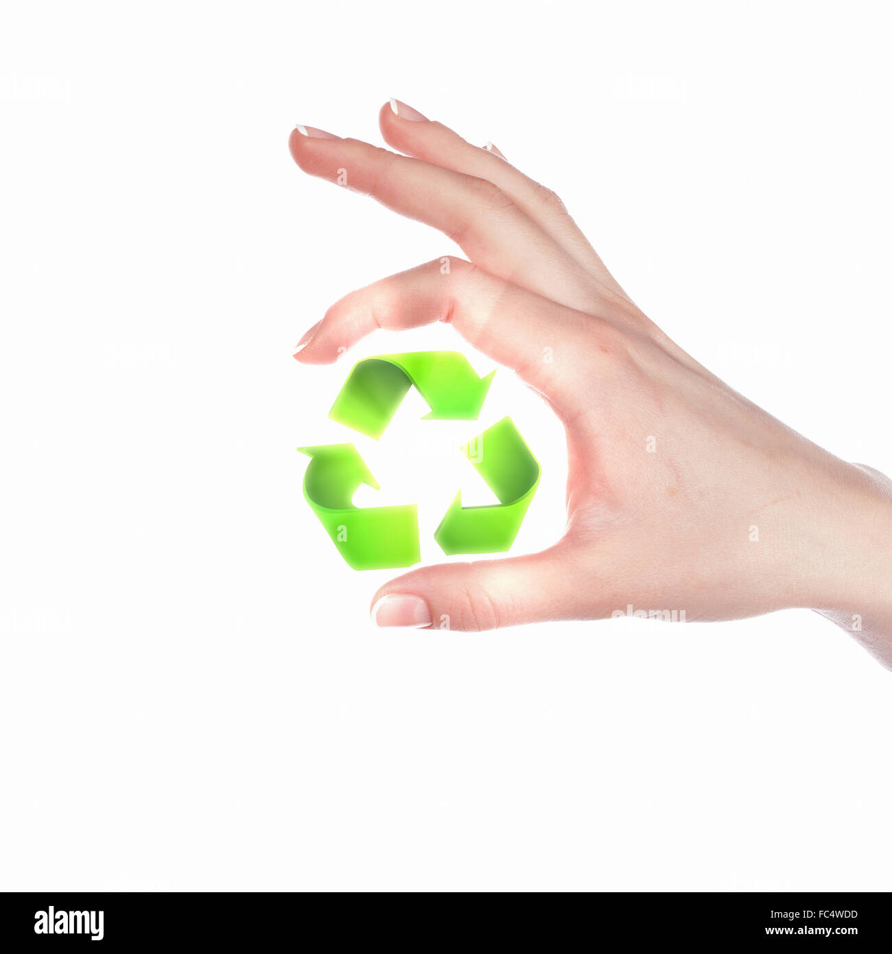 human hand with green eco and recycle symbol Stock Photo - Alamy