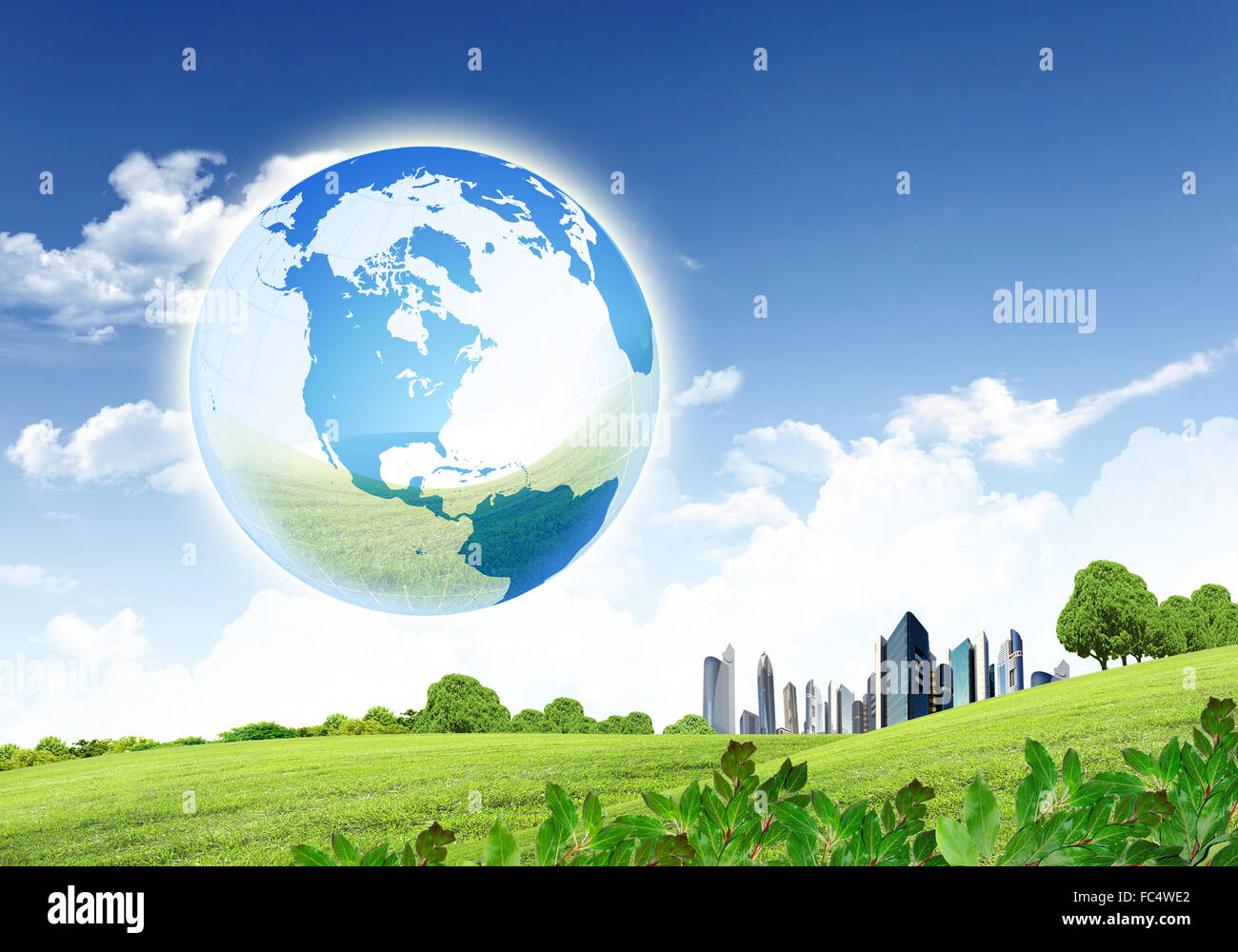 Picture of green planet as symbol of environmental concept Stock Photo ...