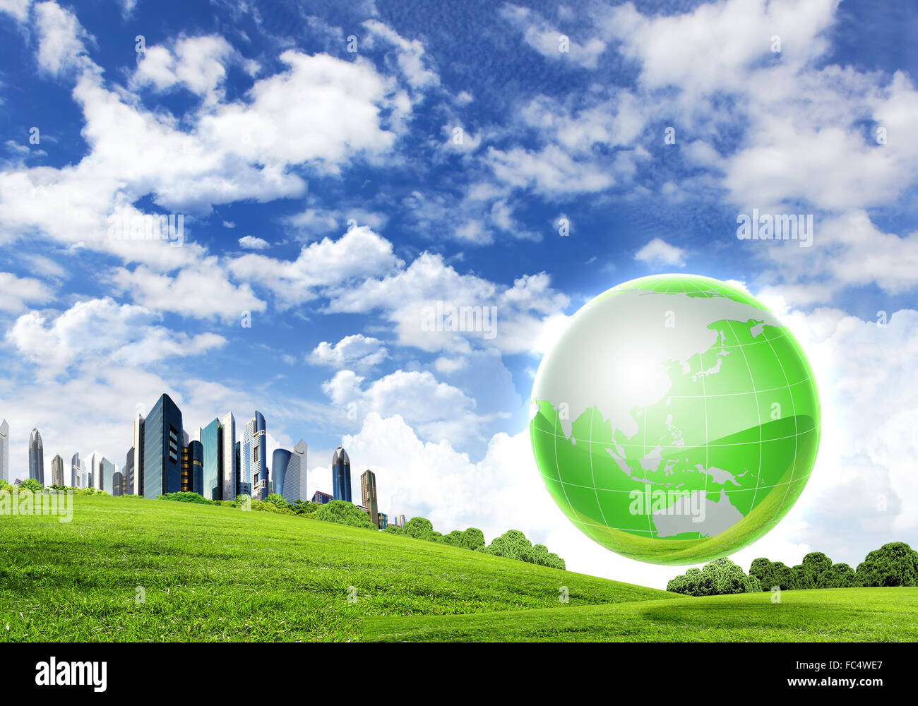 Picture of green planet as symbol of environmental concept Stock Photo ...