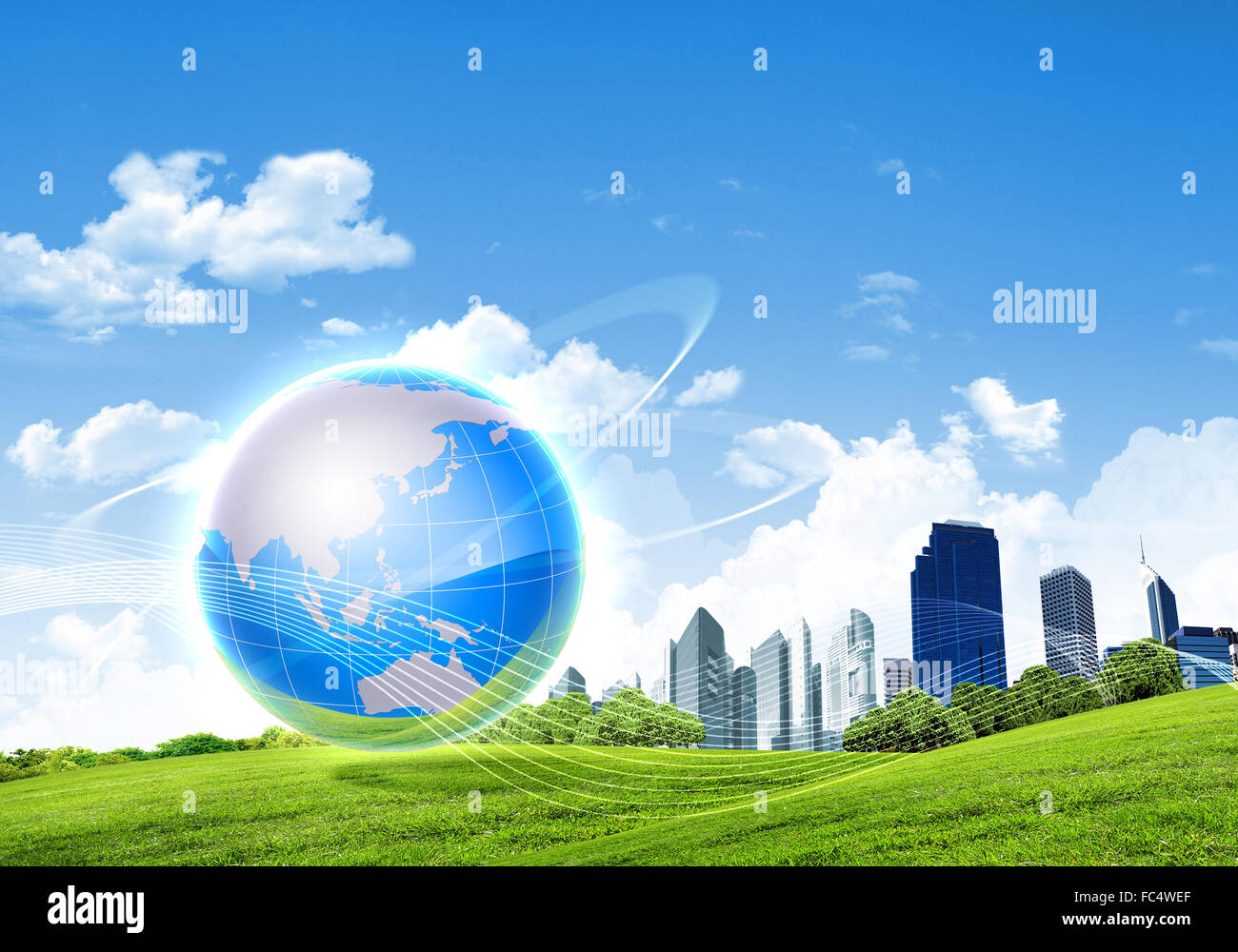 Picture of green planet as symbol of environmental concept Stock Photo ...