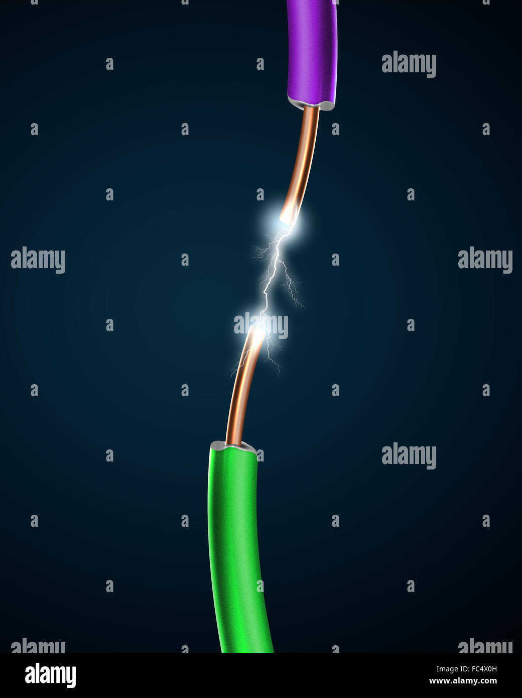 Electric cord with electricity sparkls as symbol of power Stock Photo ...