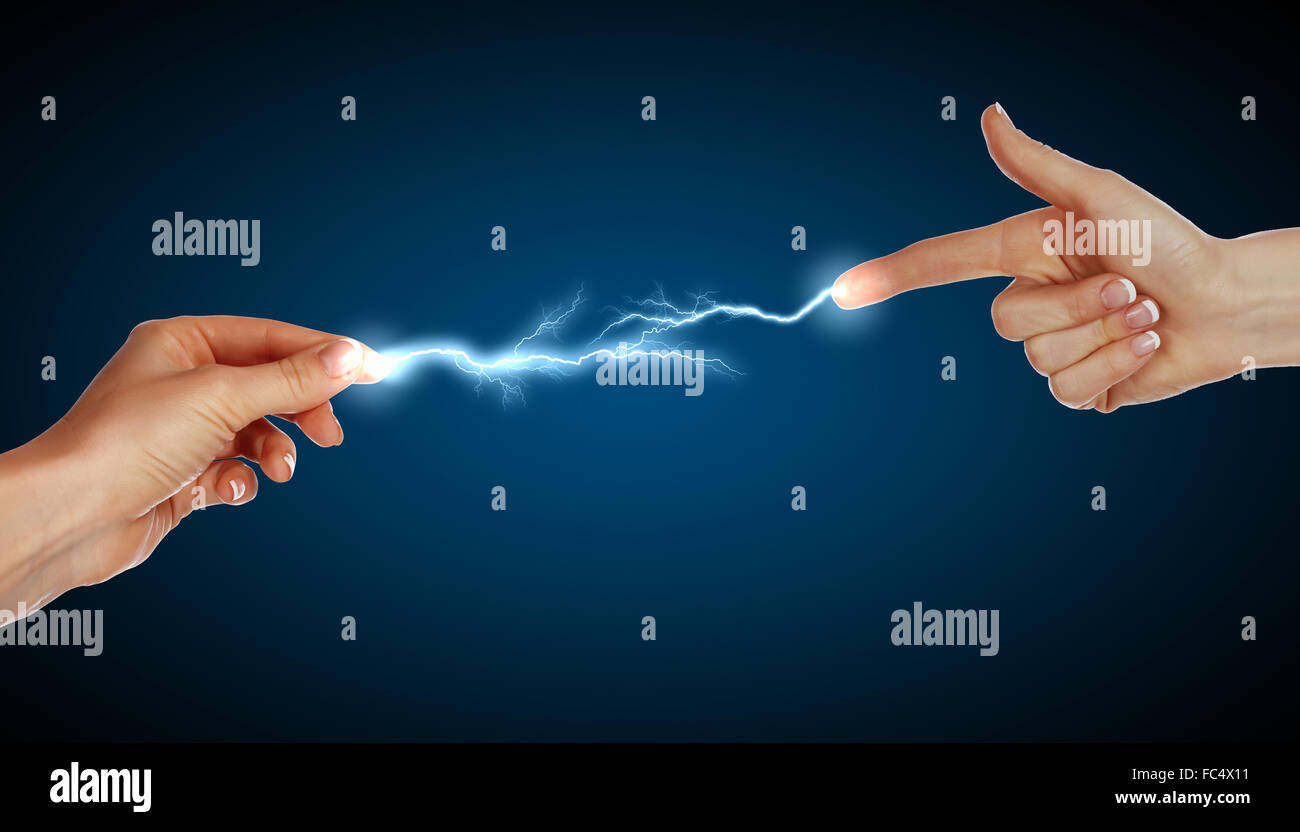 Electric Spark Finger High Resolution Stock Photography and Images - Alamy