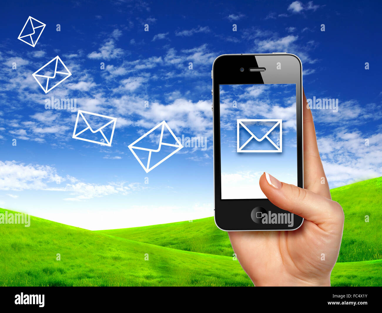 Colour collage on communication with mobile phone Stock Photo - Alamy