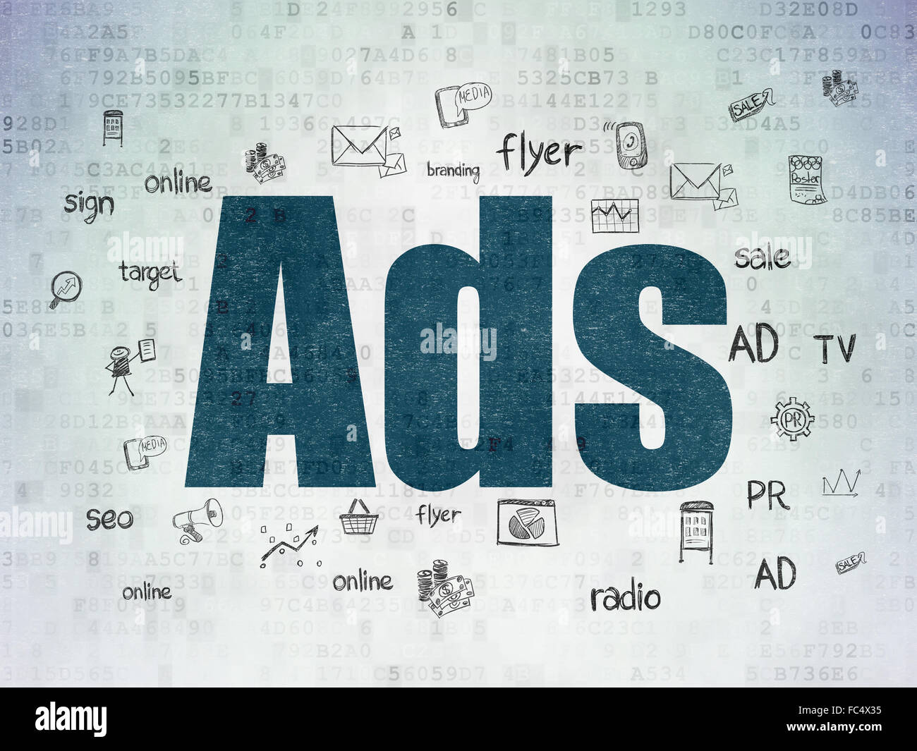 Marketing concept: Ads on Digital Paper background Stock Photo - Alamy