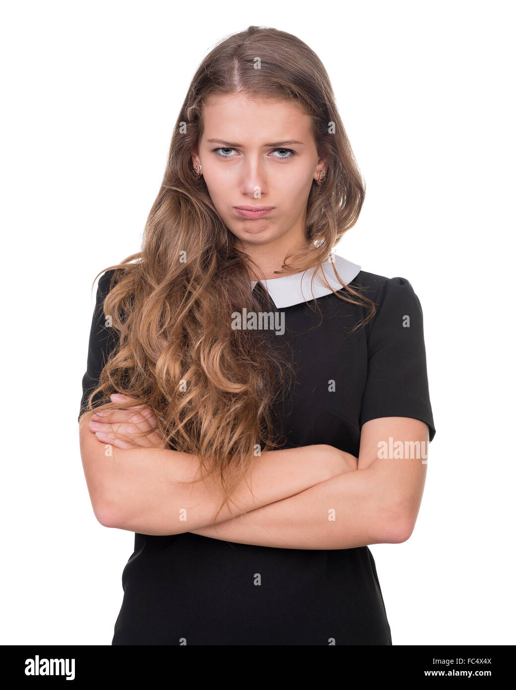 Closeup portrait of sad and depressed woman isolated on white Stock ...