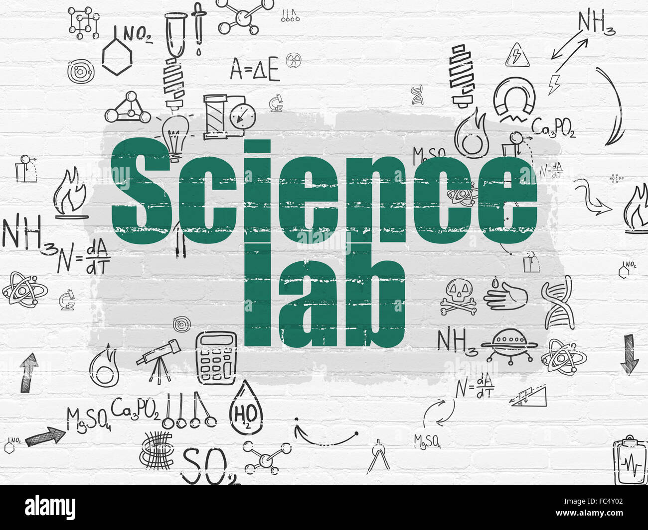 Science concept: Science Lab on wall background Stock Photo - Alamy