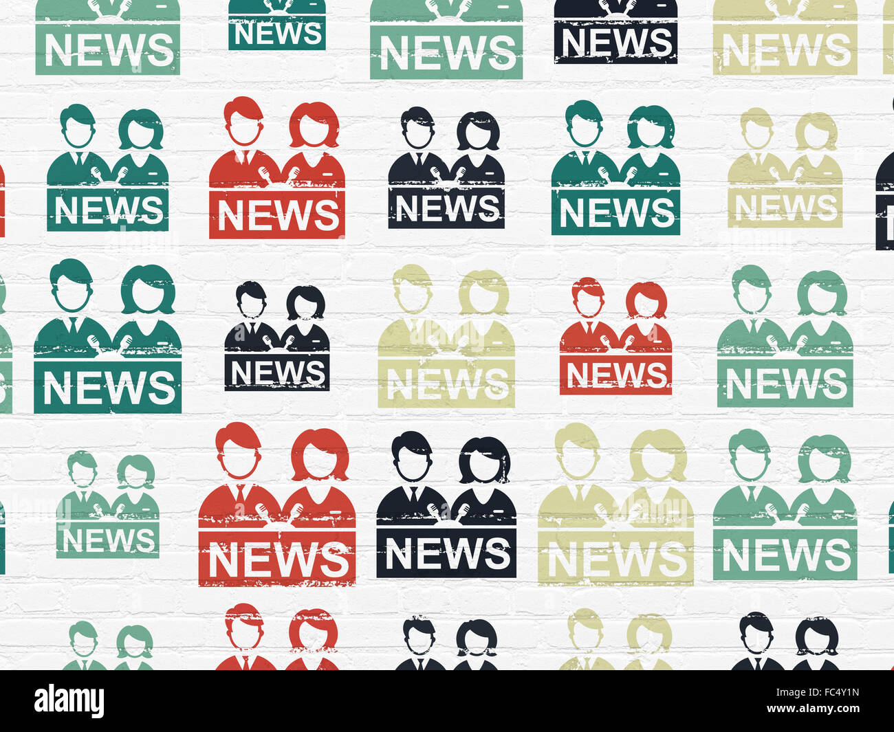 News concept: Anchorman icons on wall background Stock Photo - Alamy