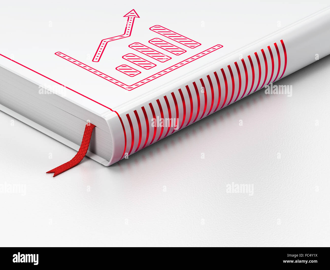 News concept: closed book, Growth Graph on white background Stock Photo ...