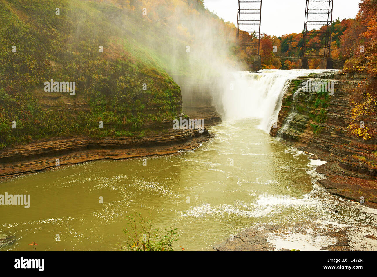Autumn scene of waterfalls and gorge Stock Photo - Alamy