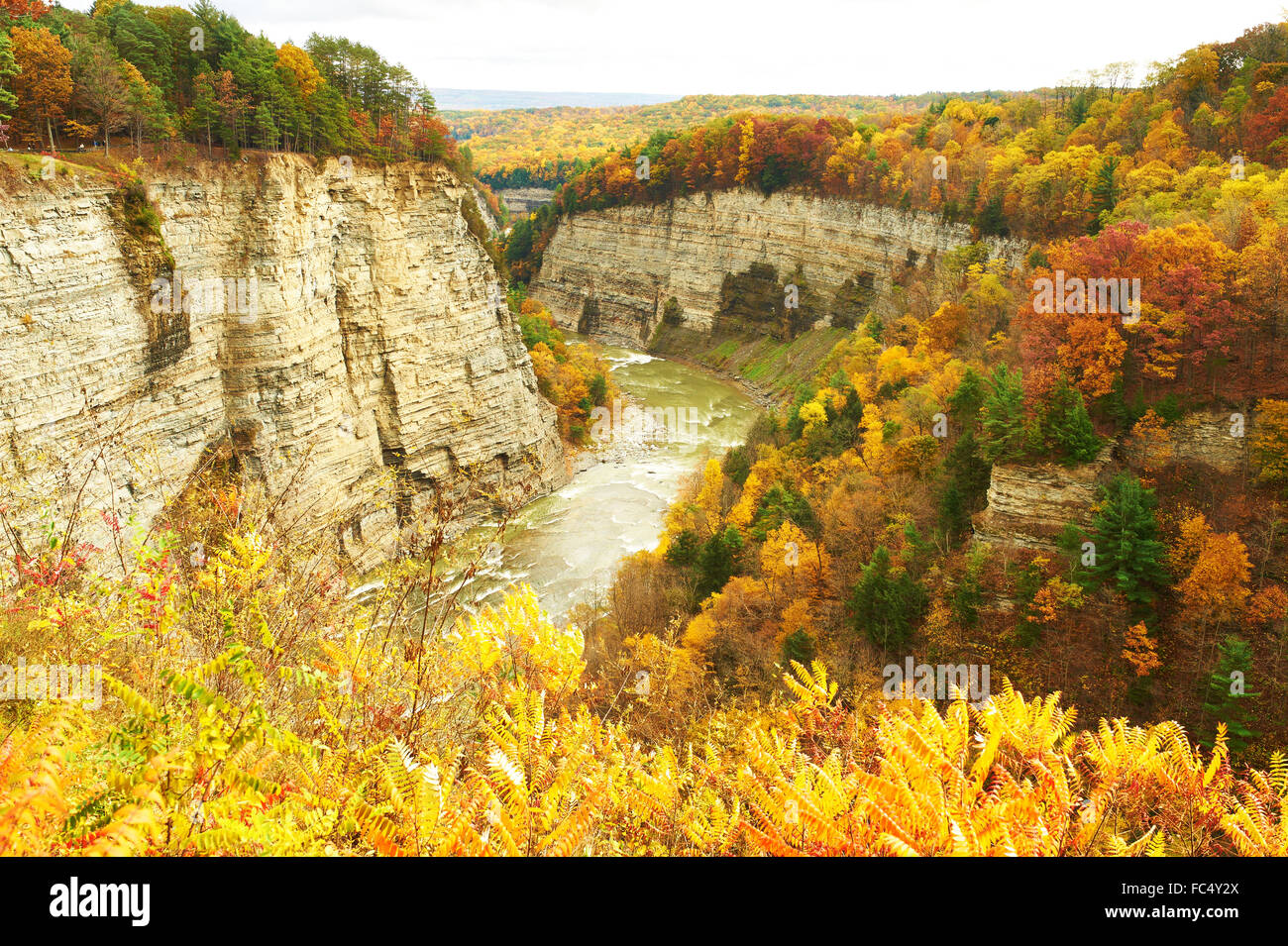 Autumn scene of waterfalls and gorge Stock Photo - Alamy