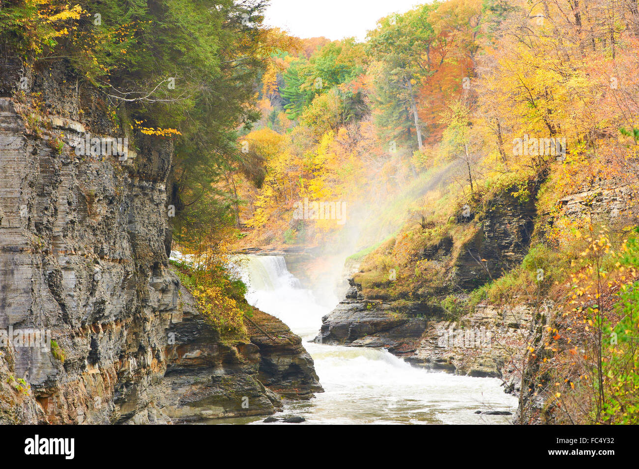 Autumn scene of waterfalls and gorge Stock Photo - Alamy