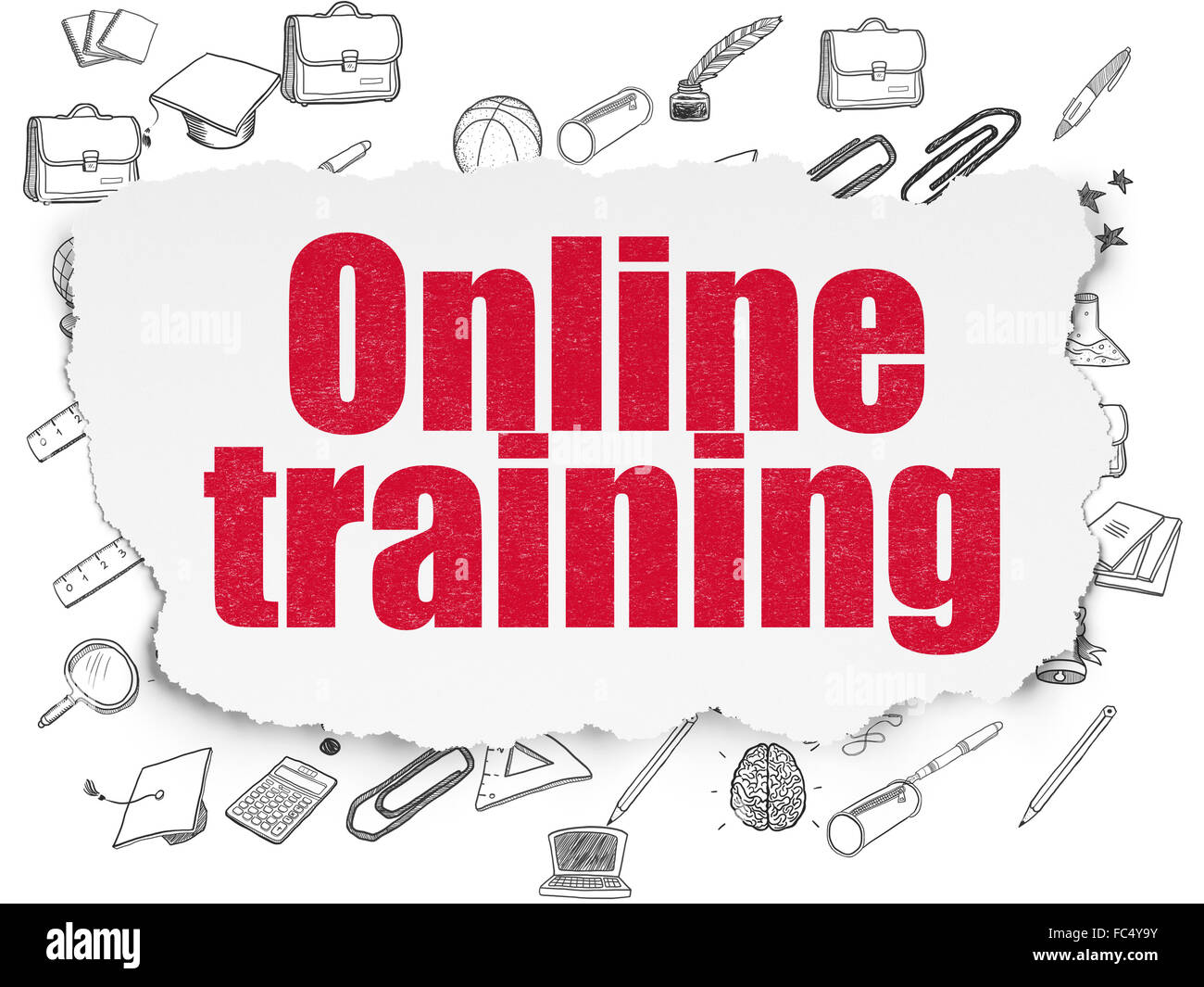 Education concept: Online Training on Torn Paper background Stock Photo ...