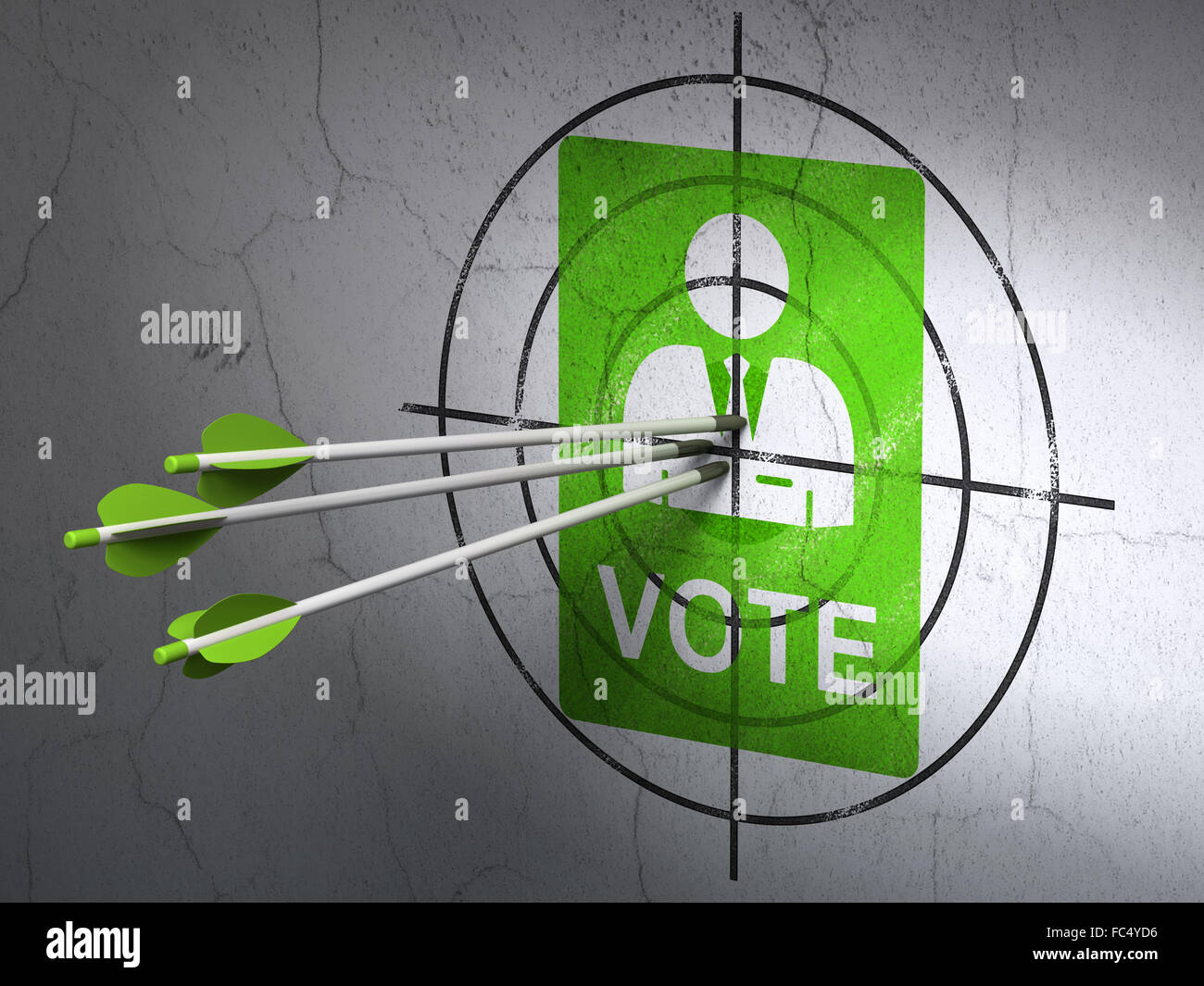 Politics concept: arrows in Ballot target on wall background Stock ...