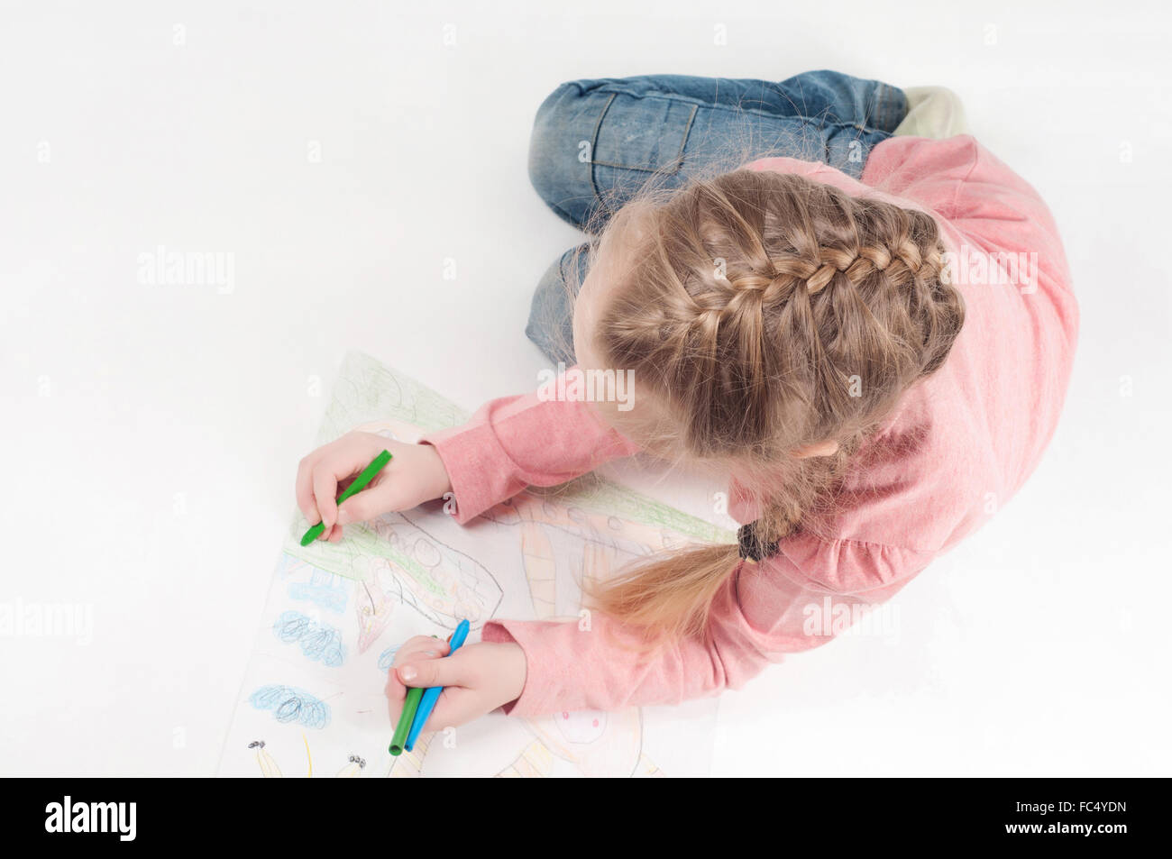 Child drawing from above hi-res stock photography and images - Alamy
