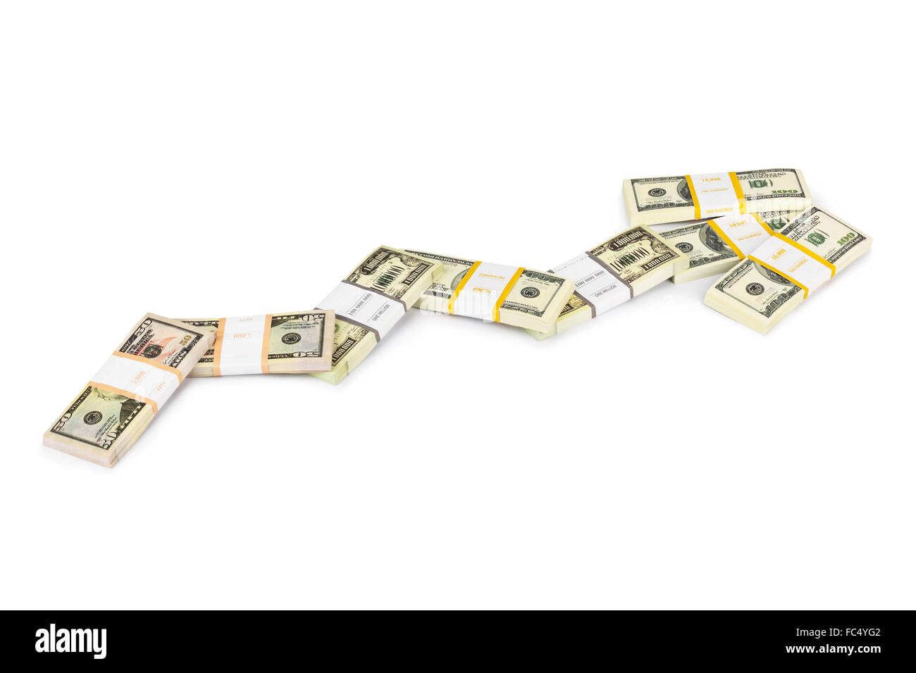 Stack of 100 dollar bills arrow hi-res stock photography and images - Alamy