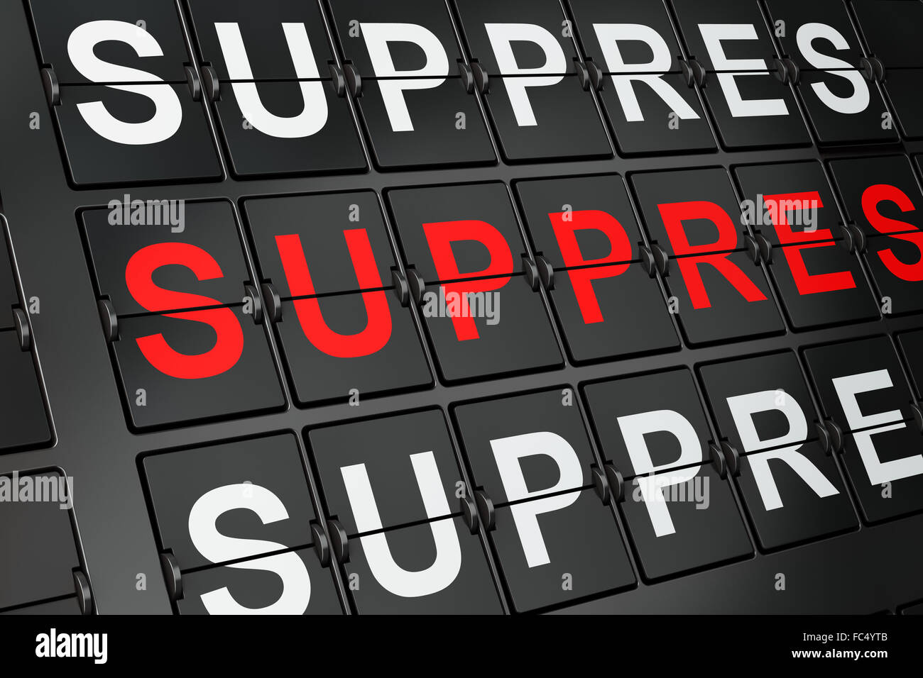 Political concept: Suppress The Uprising on airport board background ...