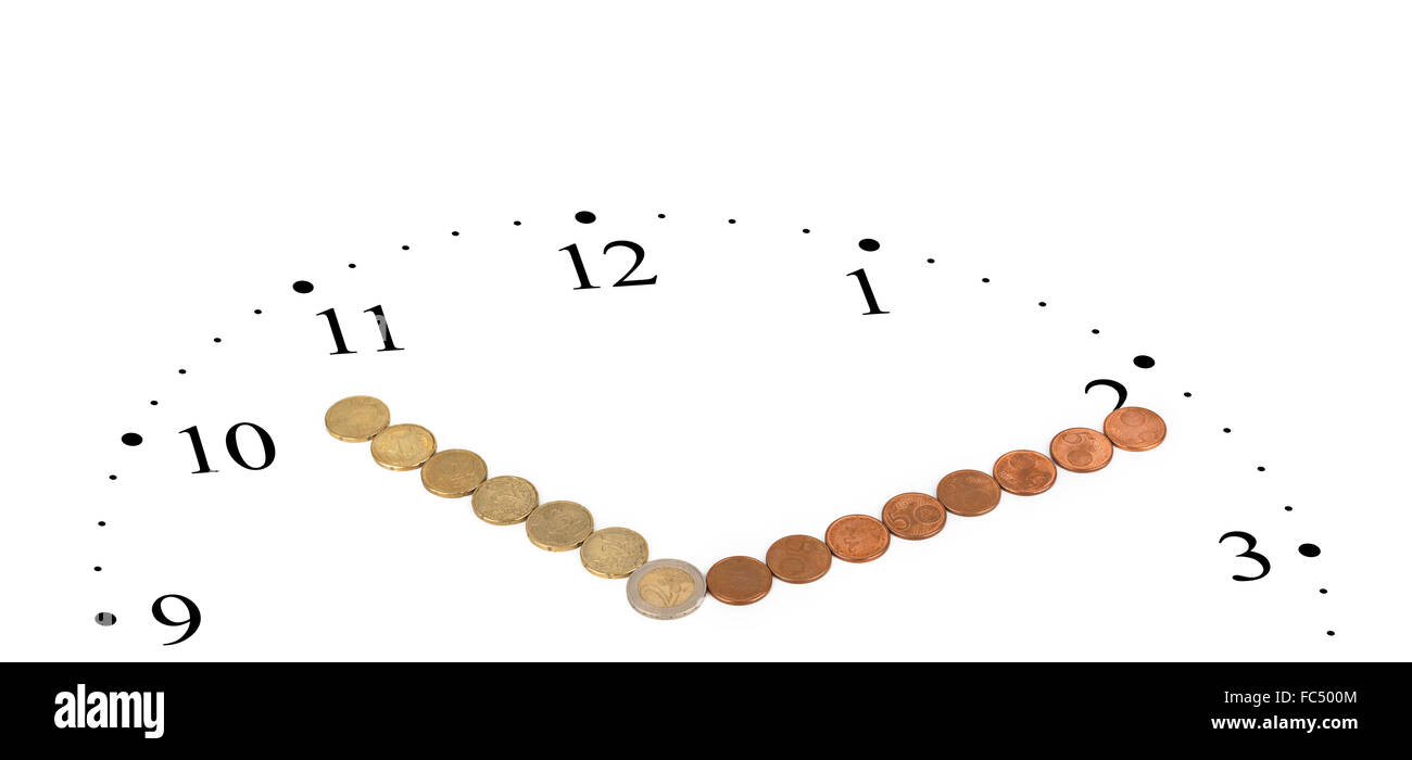 Clock made of money coins Stock Photo - Alamy