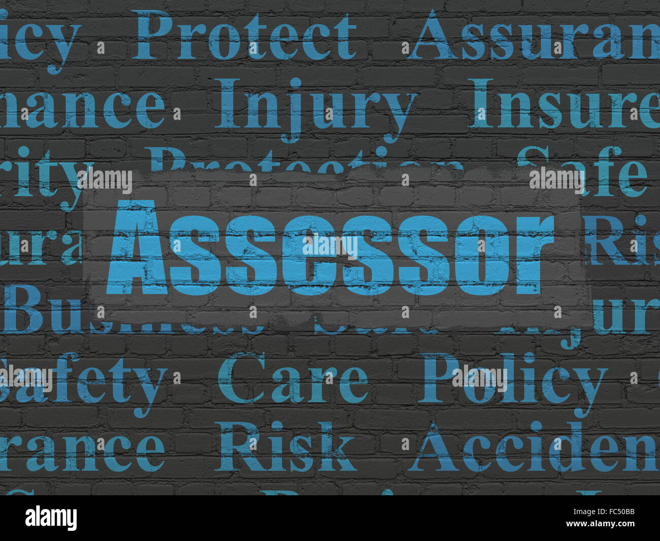 Insurance concept: Assessor on wall background Stock Photo - Alamy