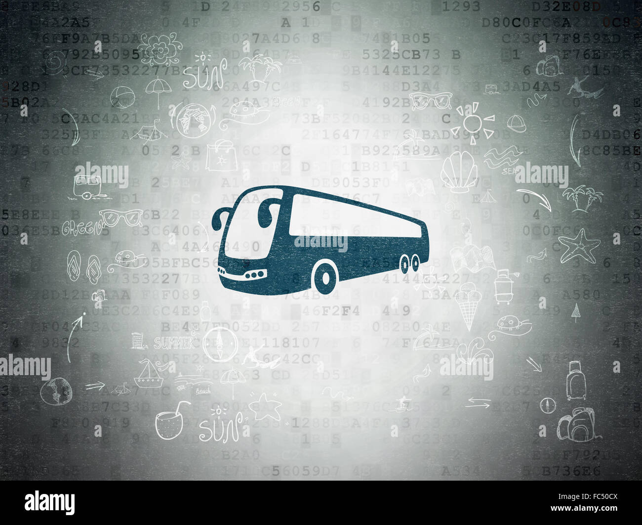 Vacation concept: Bus on Digital Paper background Stock Photo - Alamy