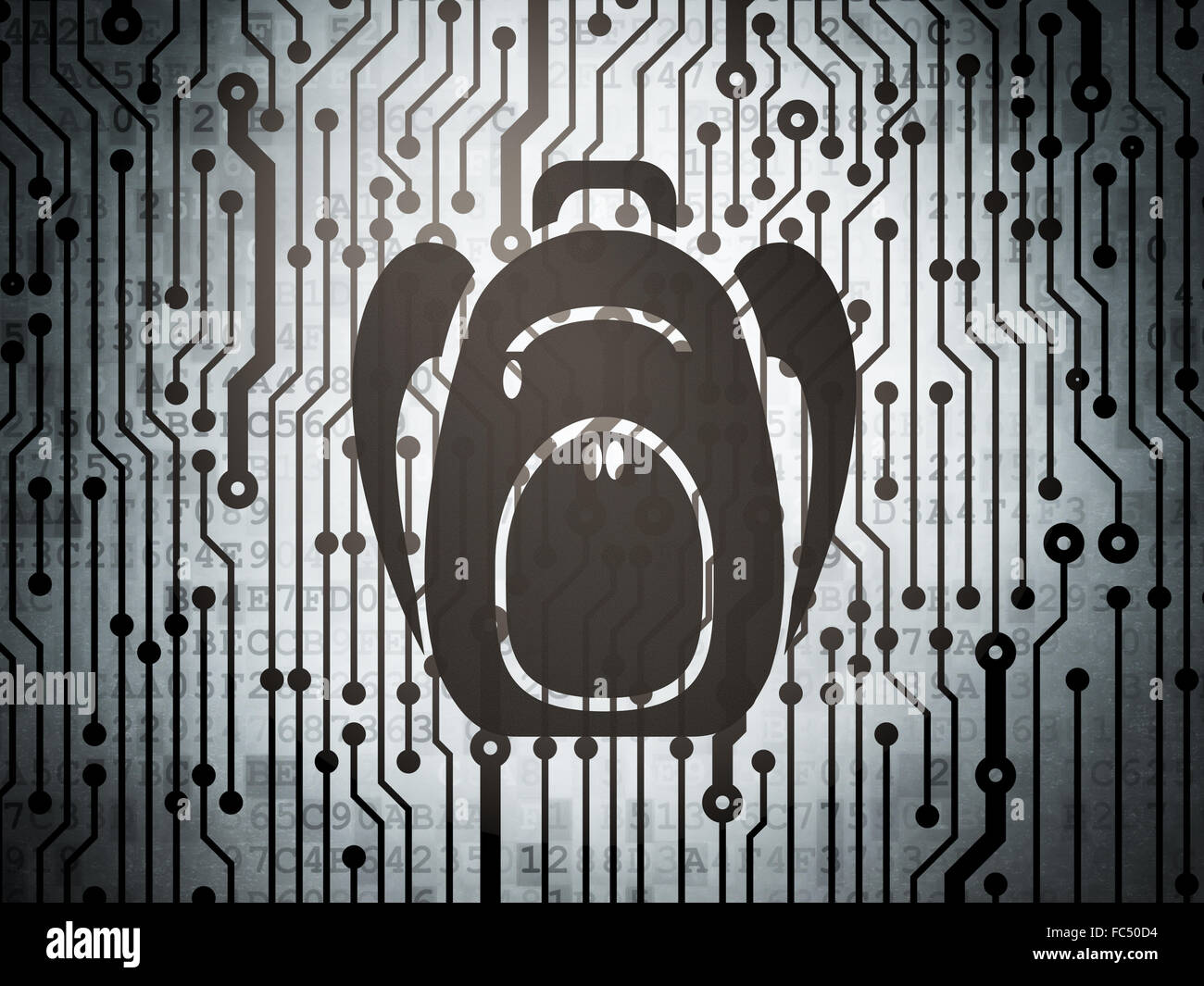 Tourism concept: circuit board with Backpack Stock Photo - Alamy