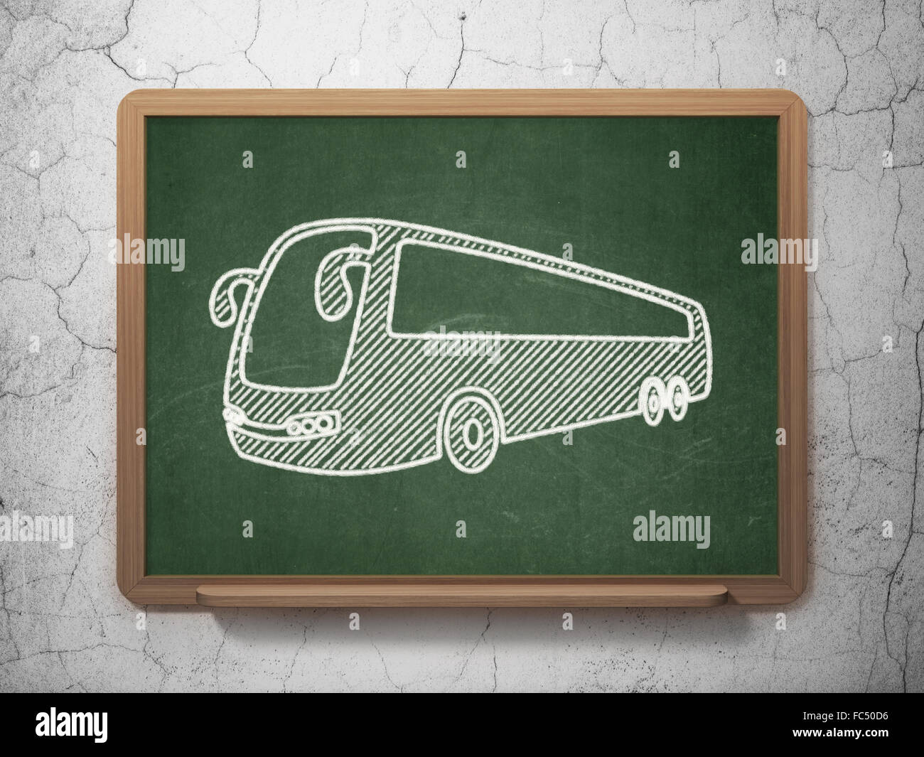 Vacation concept: Bus on chalkboard background Stock Photo - Alamy