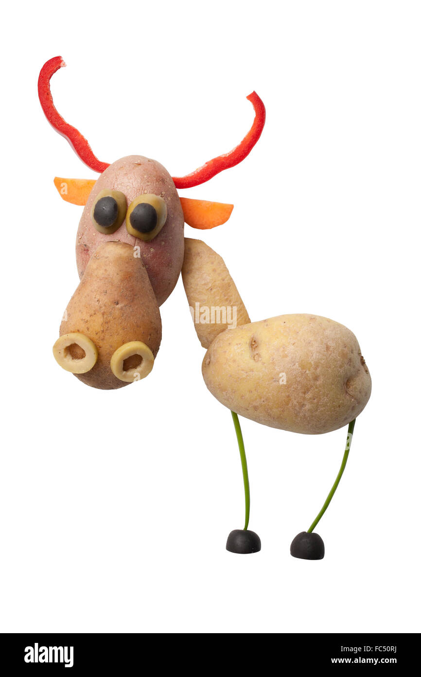 Deer made of potatoes on isolated background Stock Photo - Alamy