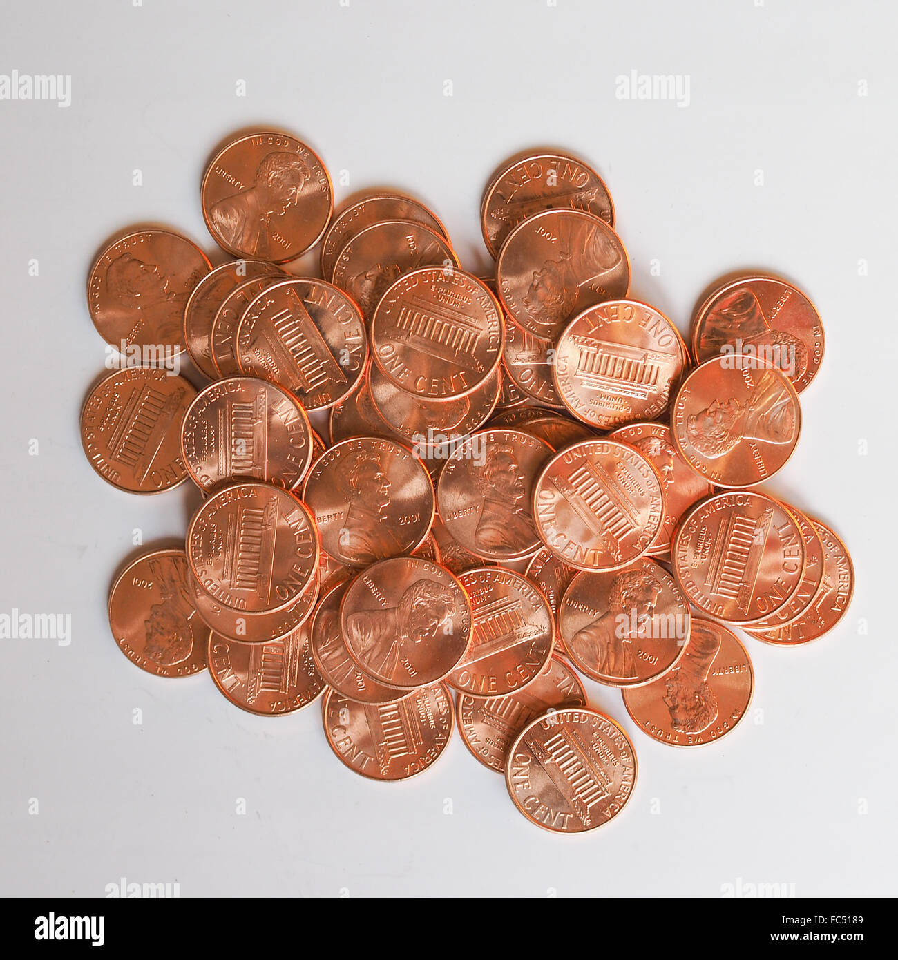 Dollar coins 1 cent Stock Photo - Alamy