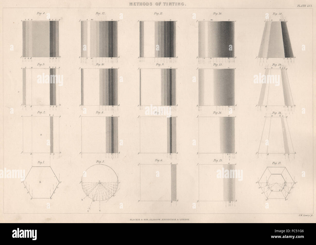 VICTORIAN ENGINEERING DRAWING. Methods of Tinting, antique print 1876 ...