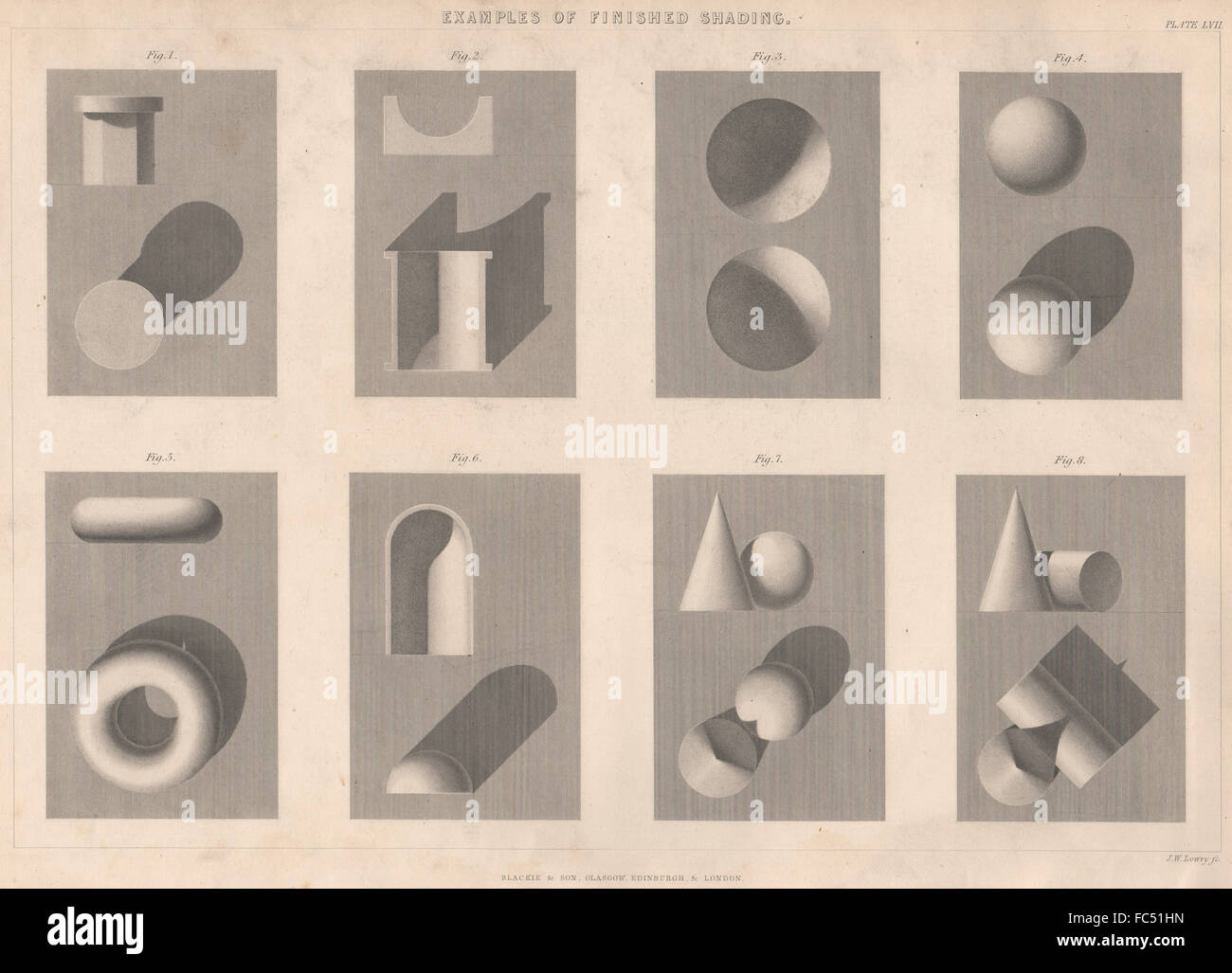 VICTORIAN ENGINEERING DRAWING. Finished shading examples: Cones Spheres ...