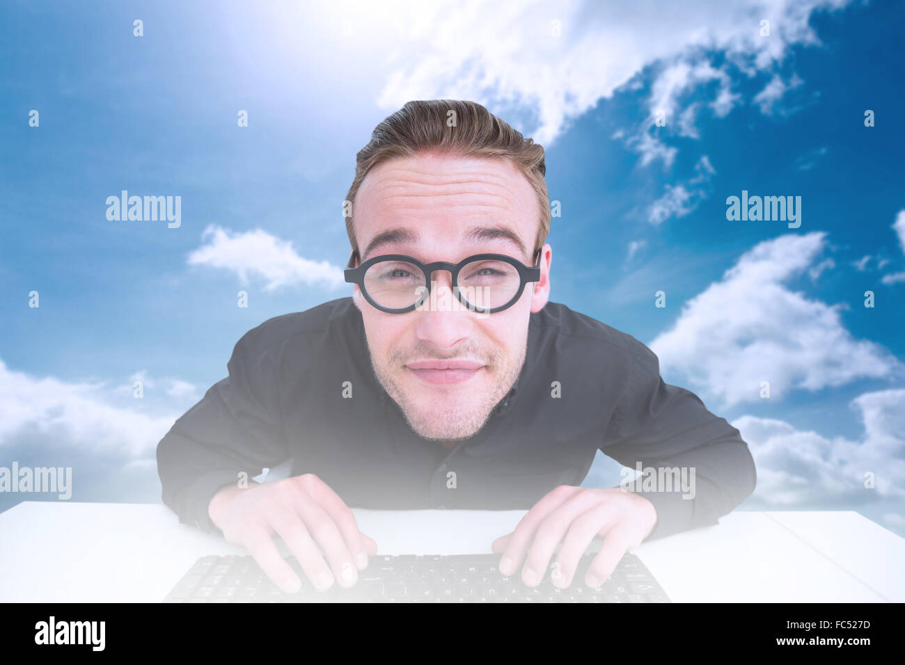 Nerd typing on keyboard hi-res stock photography and images - Alamy
