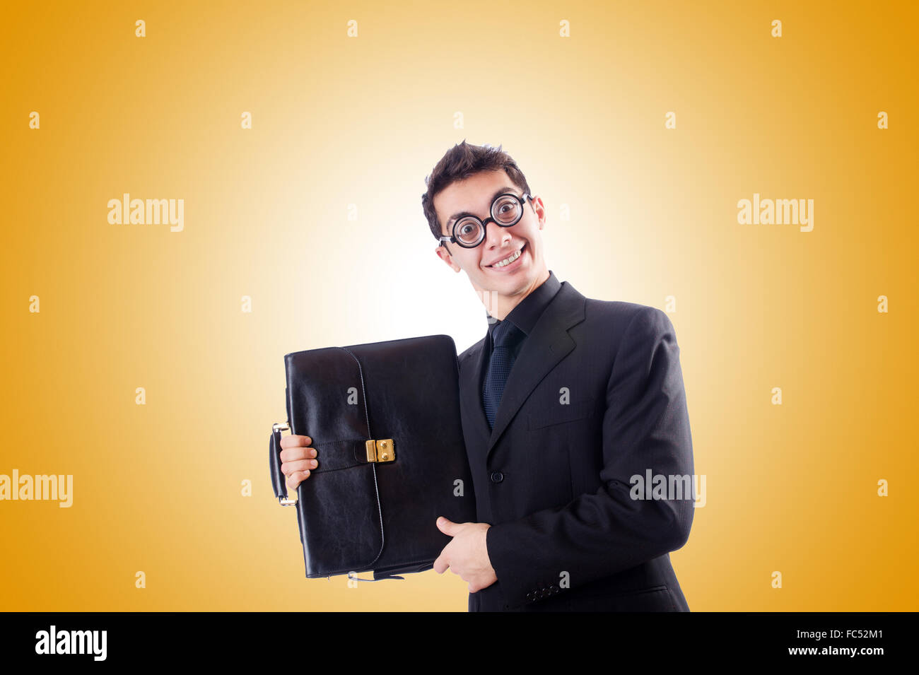 Nerd businessman against the gradient Stock Photo - Alamy