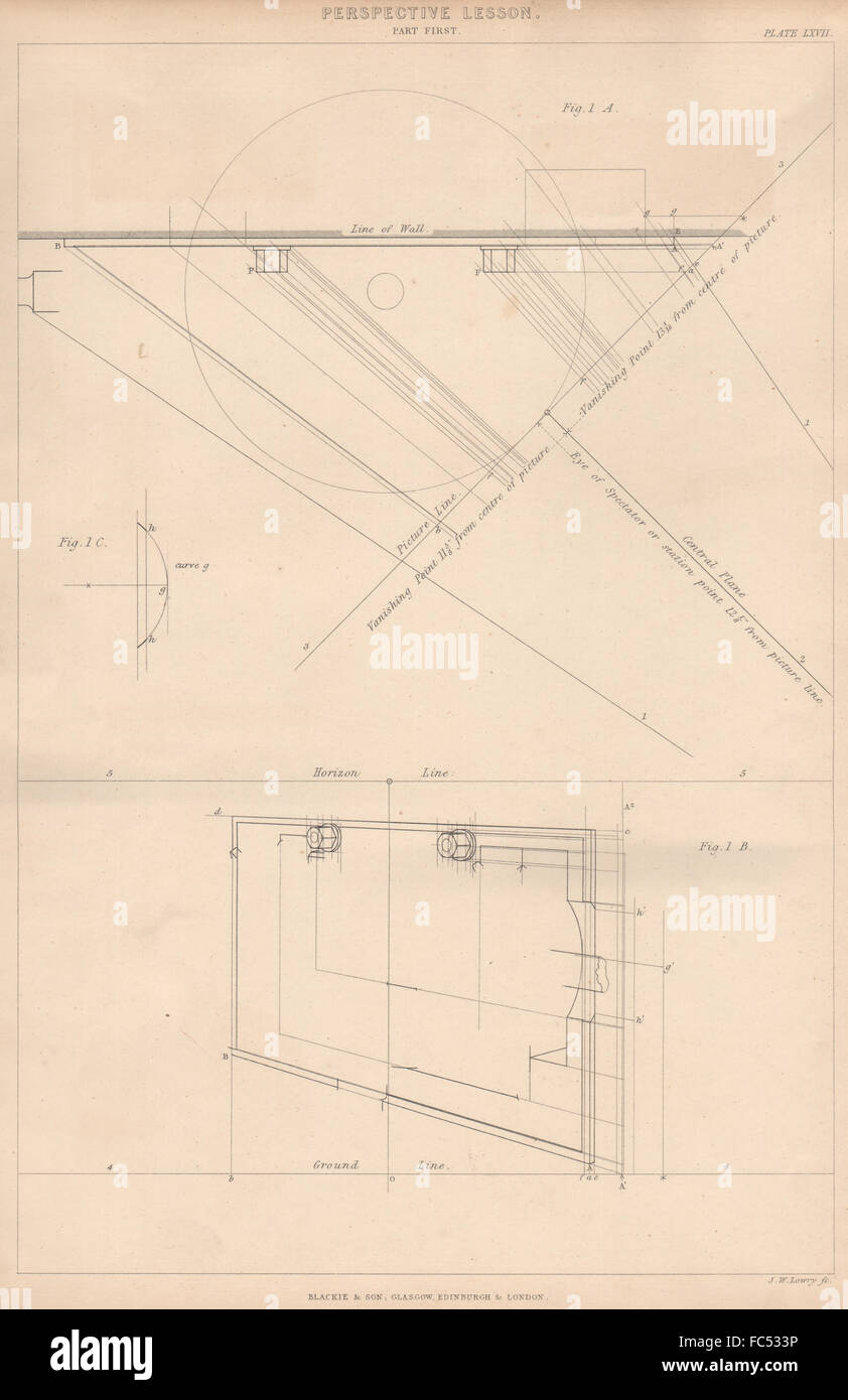 VICTORIAN ENGINEERING DRAWING. Perspective Lesson. Part first, old ...