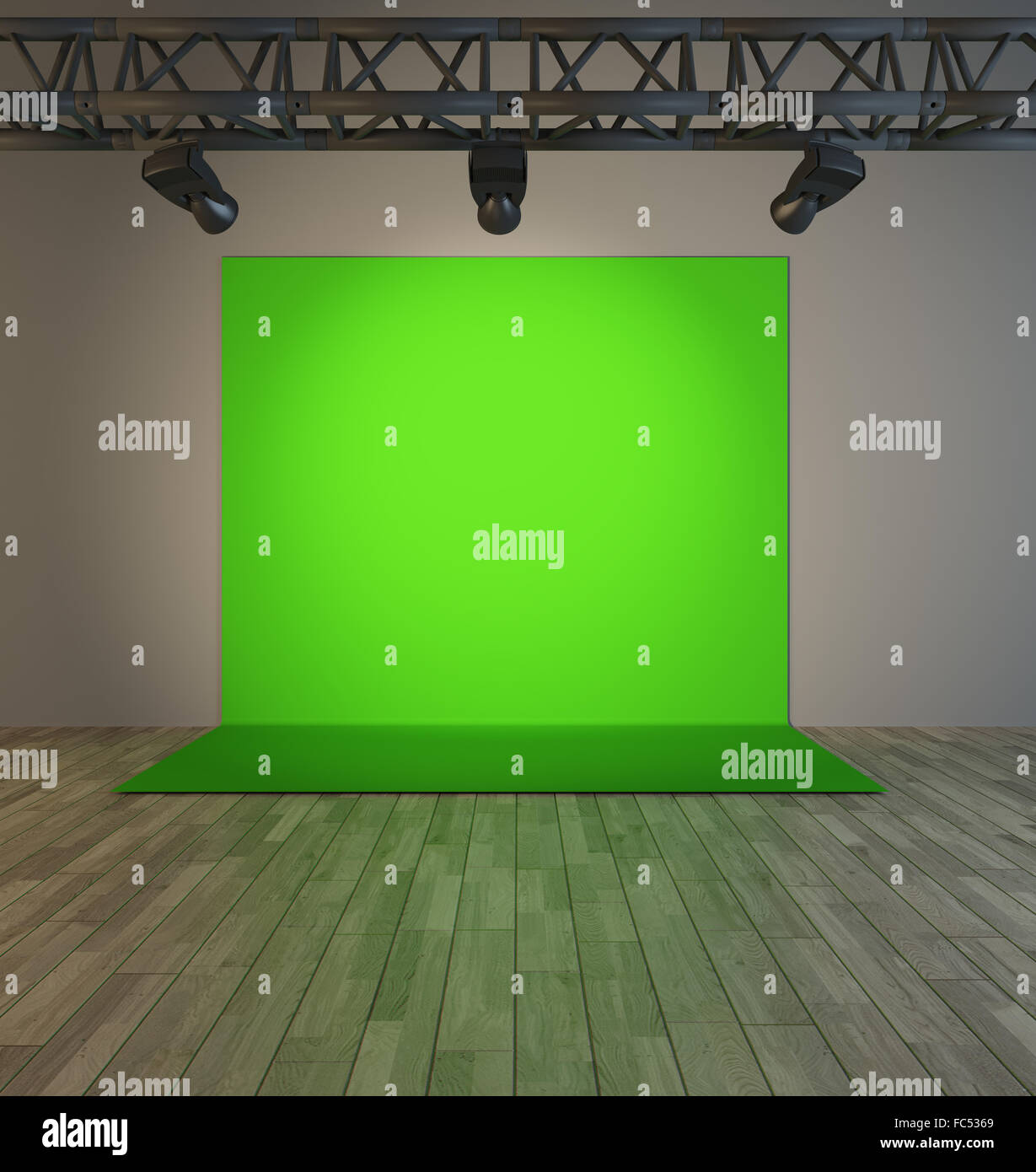 vintage scene under tree spotlight with green screen 3d rendering Stock ...