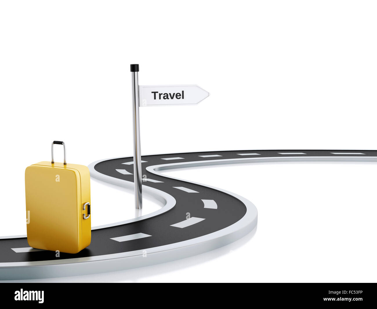 3d illustration of travel road sign Stock Photo - Alamy