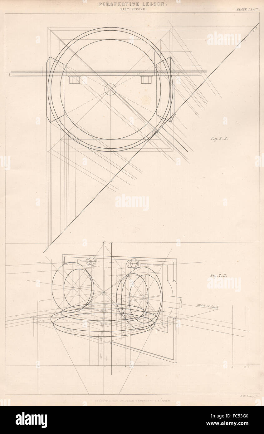 VICTORIAN ENGINEERING DRAWING. Perspective Lesson. Part second, old ...