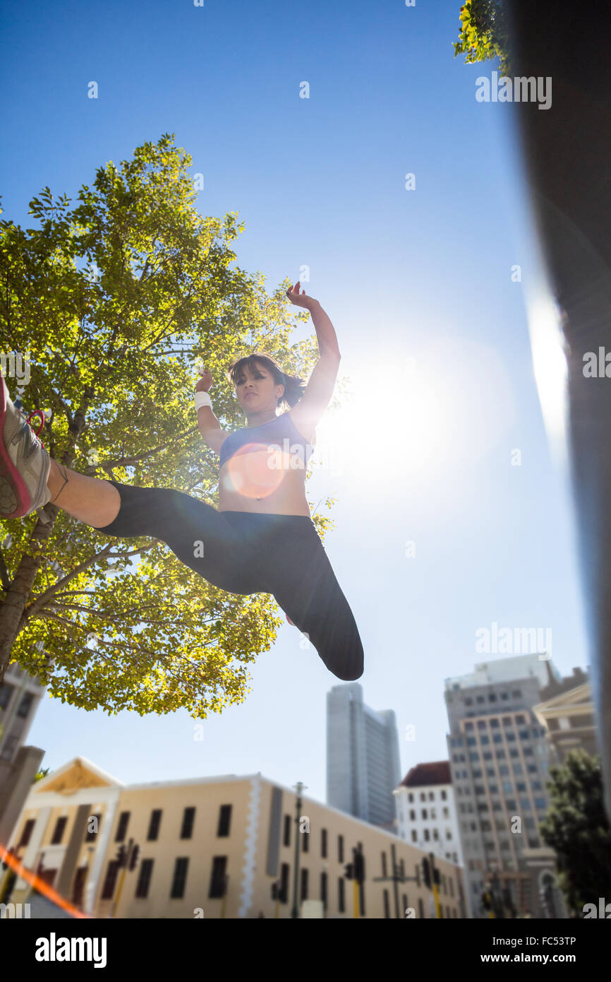 Arms up leaping hi-res stock photography and images - Alamy