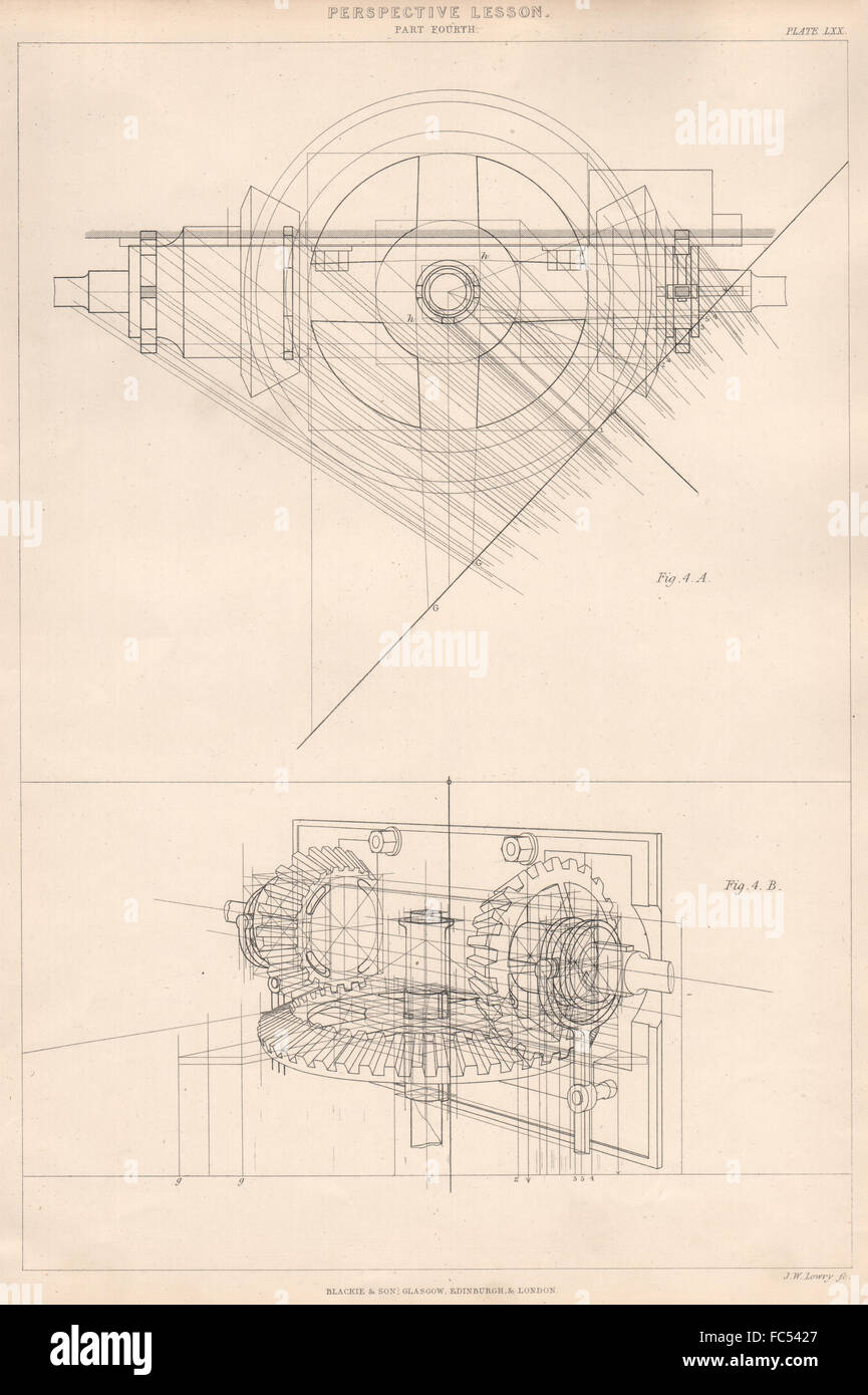 VICTORIAN ENGINEERING DRAWING. Perspective Lesson. Part fourth, old ...